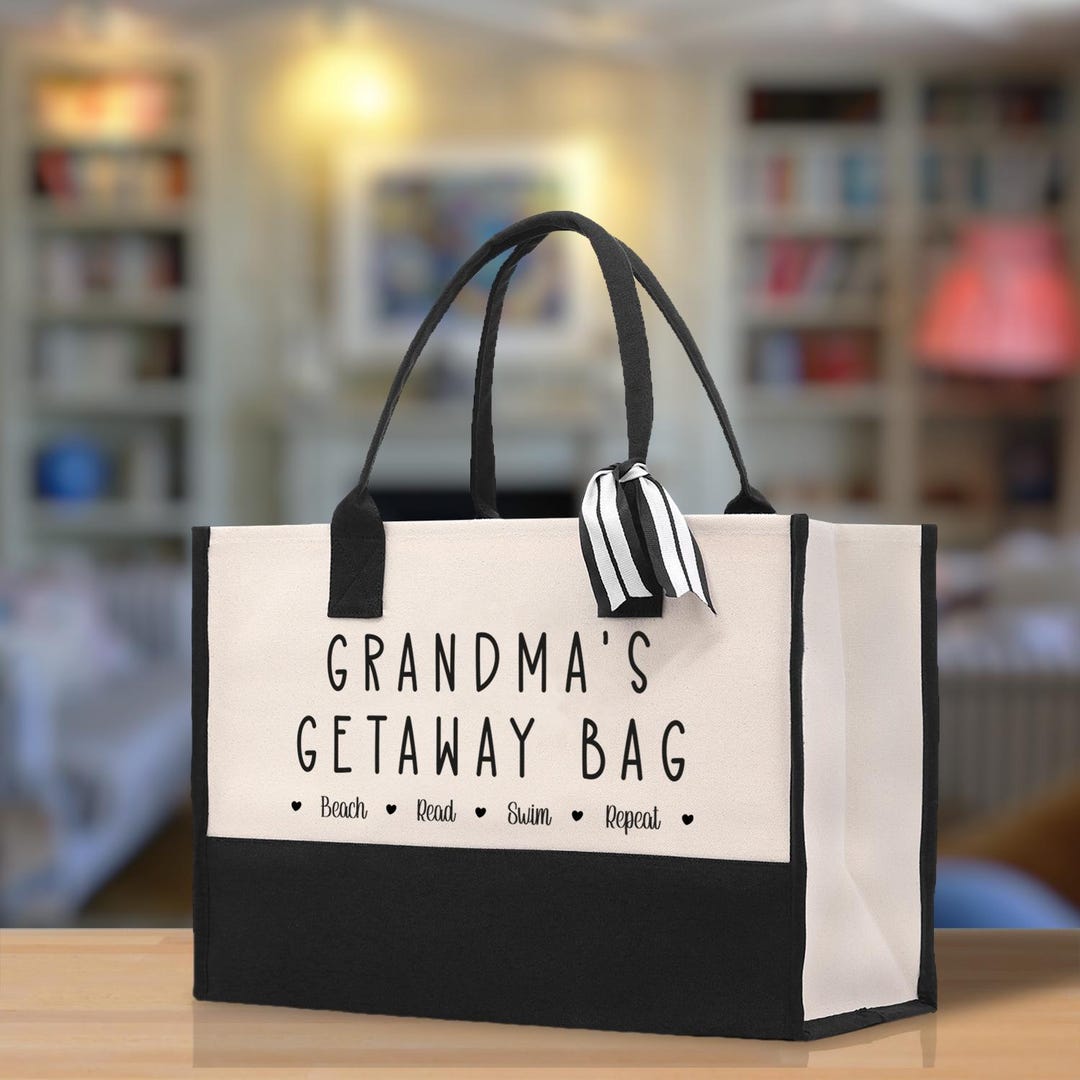 Grandma's Getaway Bag Canvas Tote: Beach Read Swim Repeat Nana Shopping ...