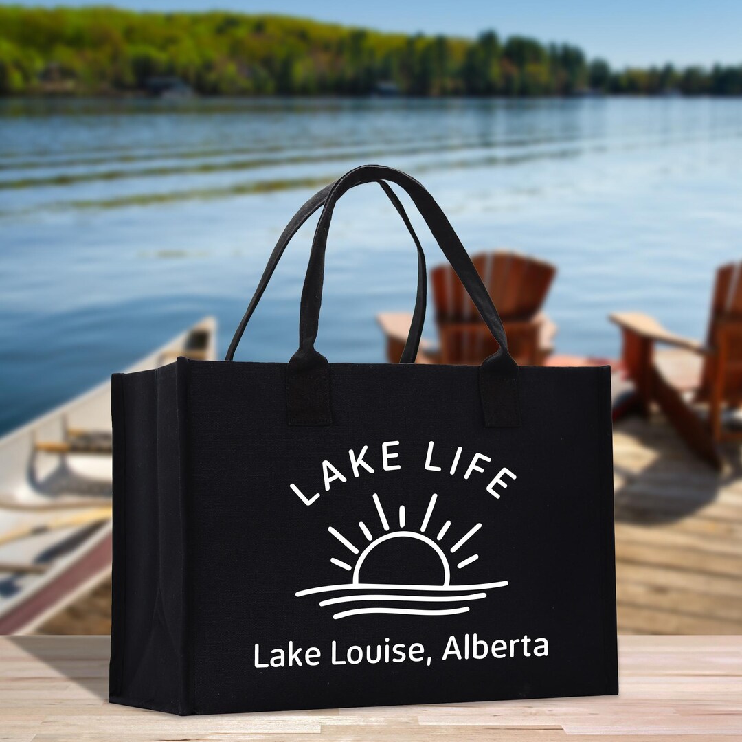 Custom Lake Life Cotton Canvas Chic Beach Tote Bag Multipurpose Tote ...