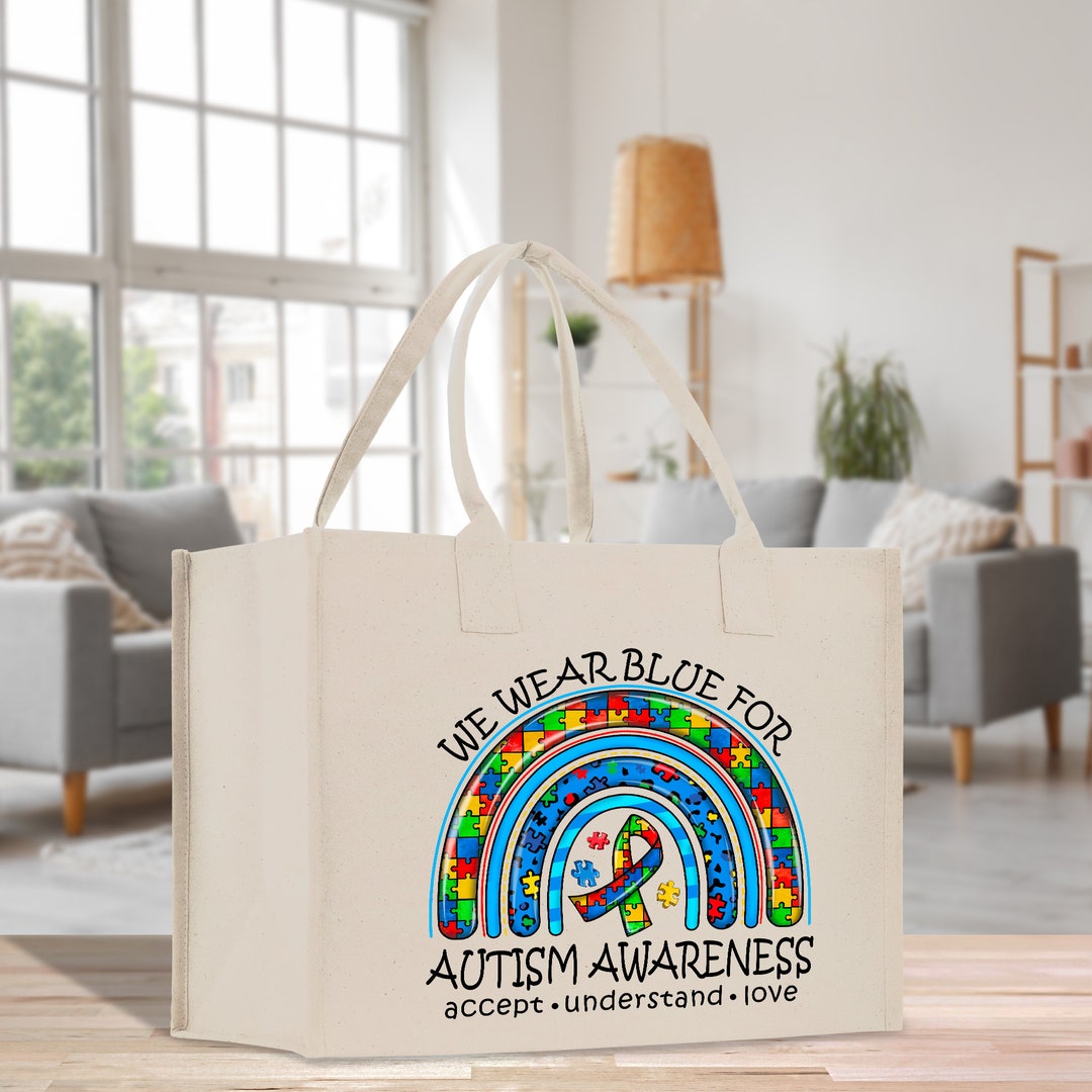 Personalized Autism Teacher Cotton Canvas Tote Bag Custom Name Autism ...