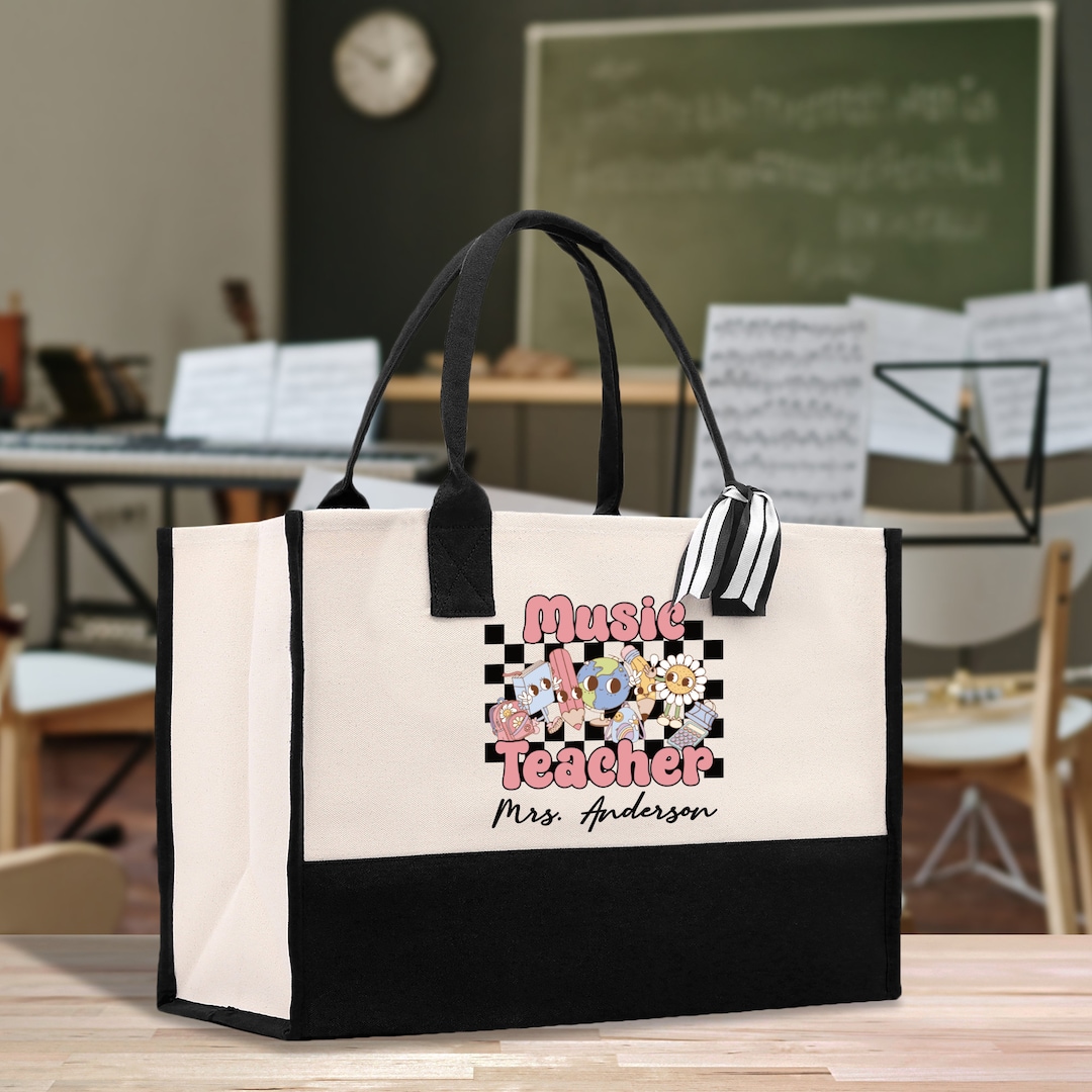 Personalized Teacher Cotton Canvas Tote Bag Gift for Teachers Teacher ...