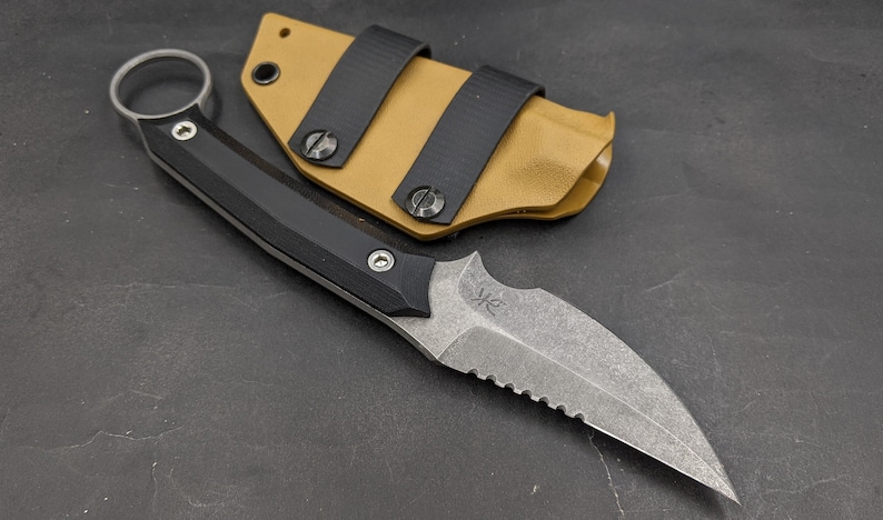 Gharial Knife Fixed Double Edged Blade Serrated Karambit Pikal Handmade ...