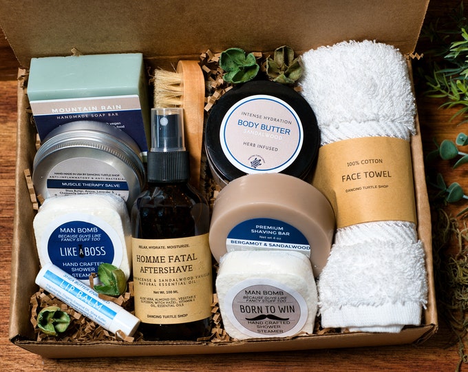 Men's Self Care Gift Set | Sandalwood Cedar Amber Grooming Kit ...