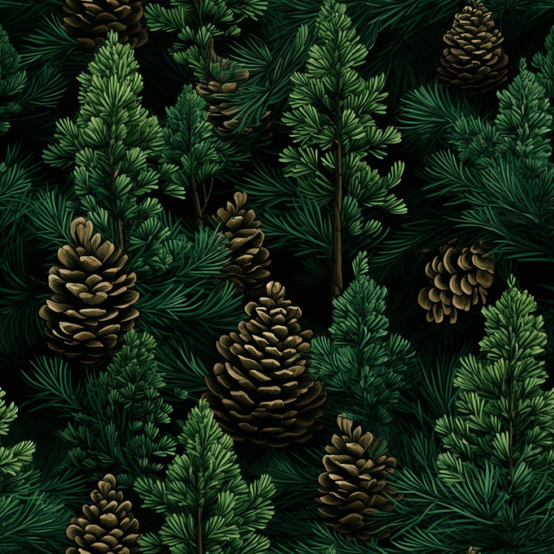 Christmas Pine Tree Pattern Bundle, Printable Craft Paper (digital ...