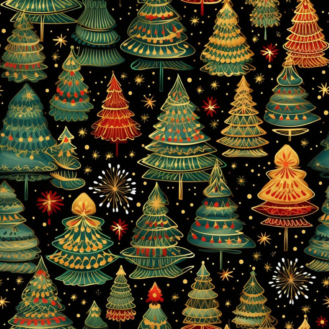 Digital Pattern Bundle Christmas Trees, Including 4 Designs, 12x12 ...