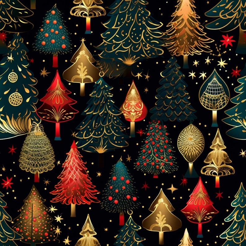 Digital Pattern Bundle Christmas Trees, Including 4 Designs, 12x12 ...