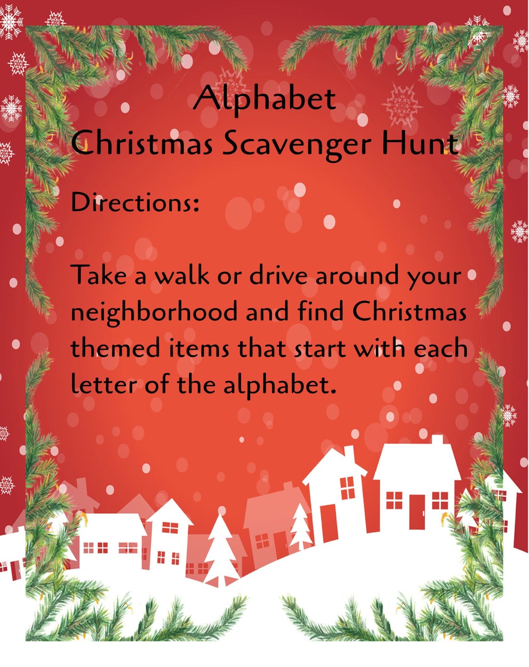 Christmas Game Instant Download Alphabet Scavenger Hunt 8 X - Etsy