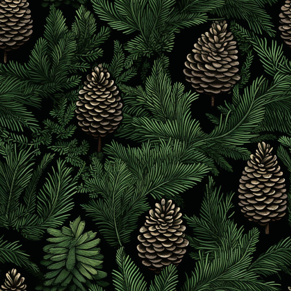 Christmas Pine Tree Pattern Bundle, Printable Craft Paper (digital ...