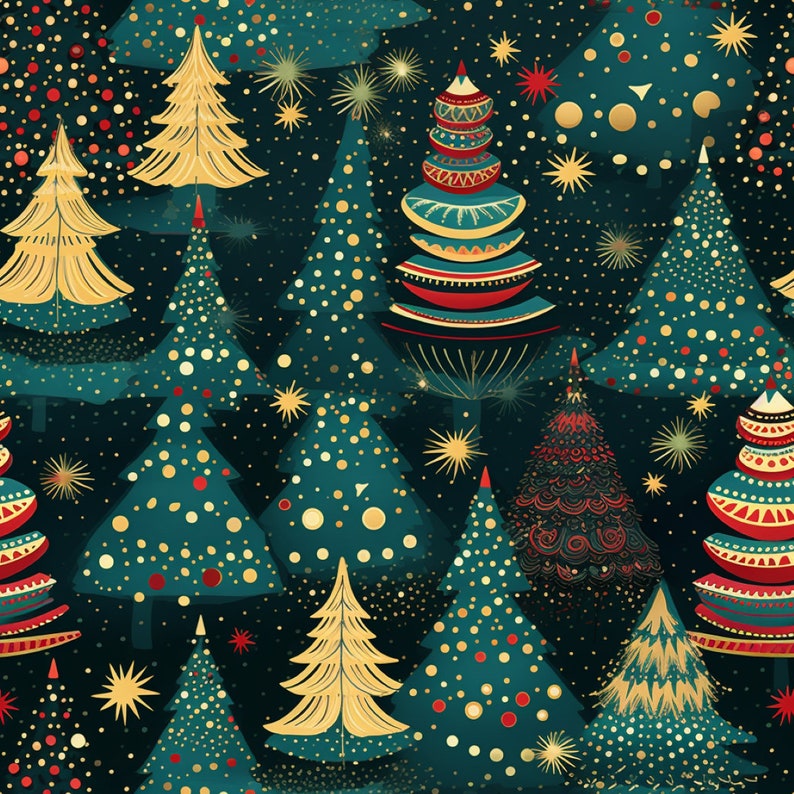 Digital Pattern Bundle Christmas Trees, Including 4 Designs, 12x12 ...