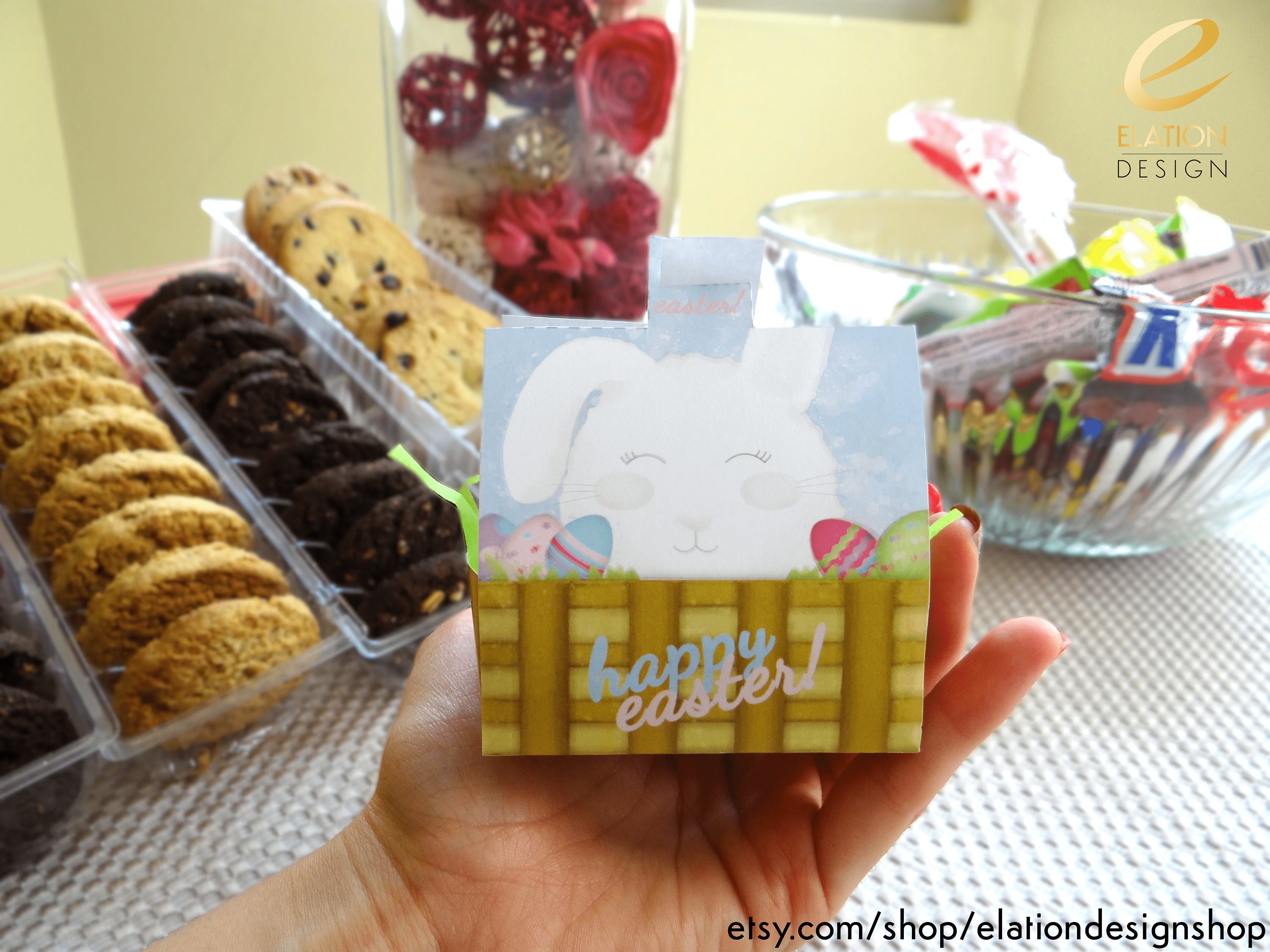 Printable Easter Box Template DIY Happy Easter Basket Cute | Etsy