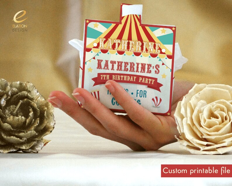 Printable Custom Circus Themed Party Favor Box Template DIY | Etsy