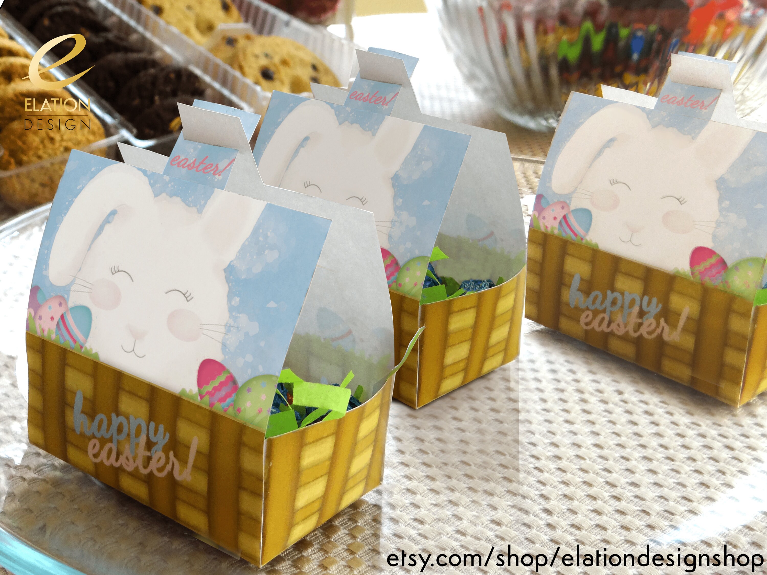 Printable Easter Box Template DIY Happy Easter Basket Cute | Etsy