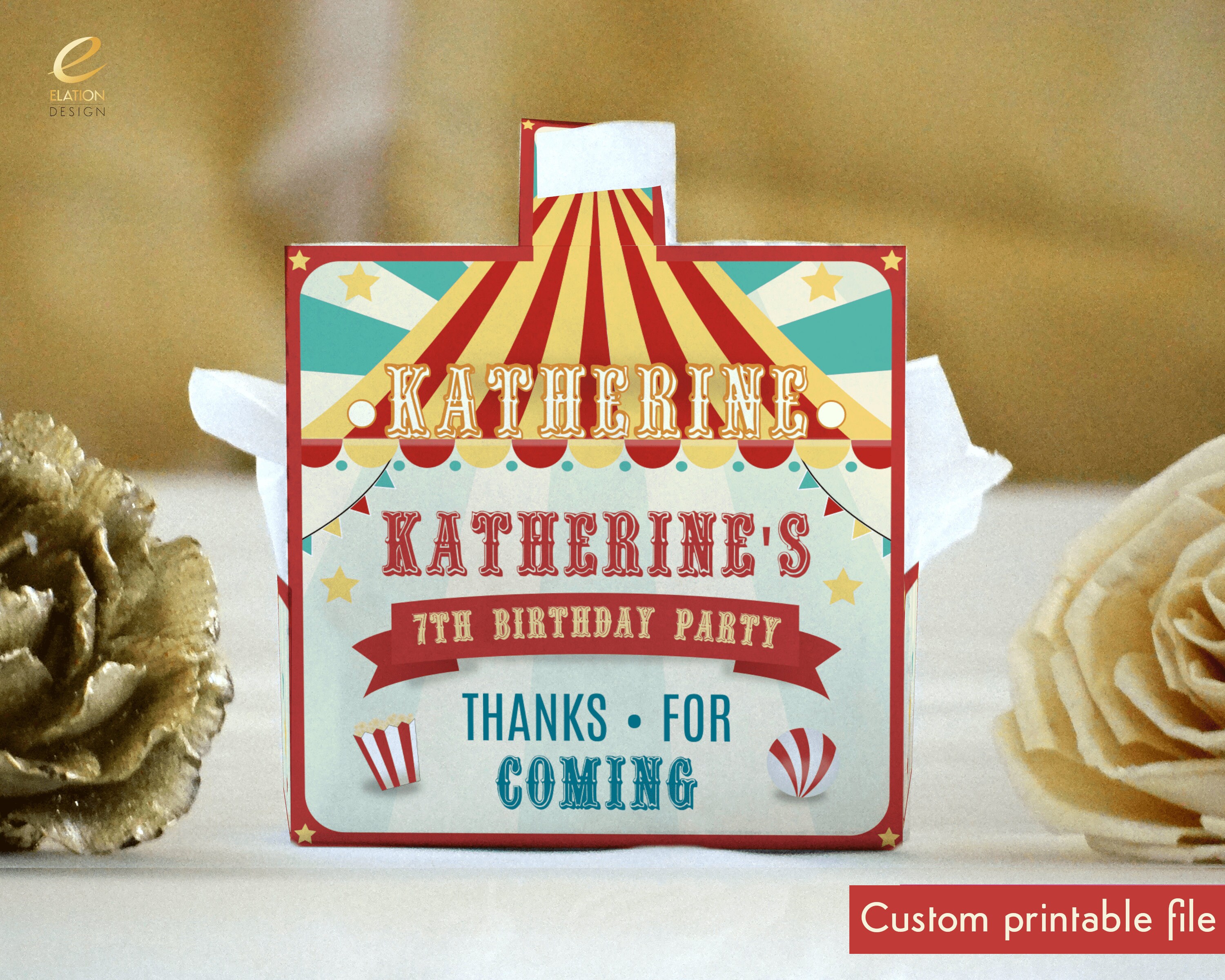 Printable Custom Circus Themed Party Favor Box Template DIY - Etsy