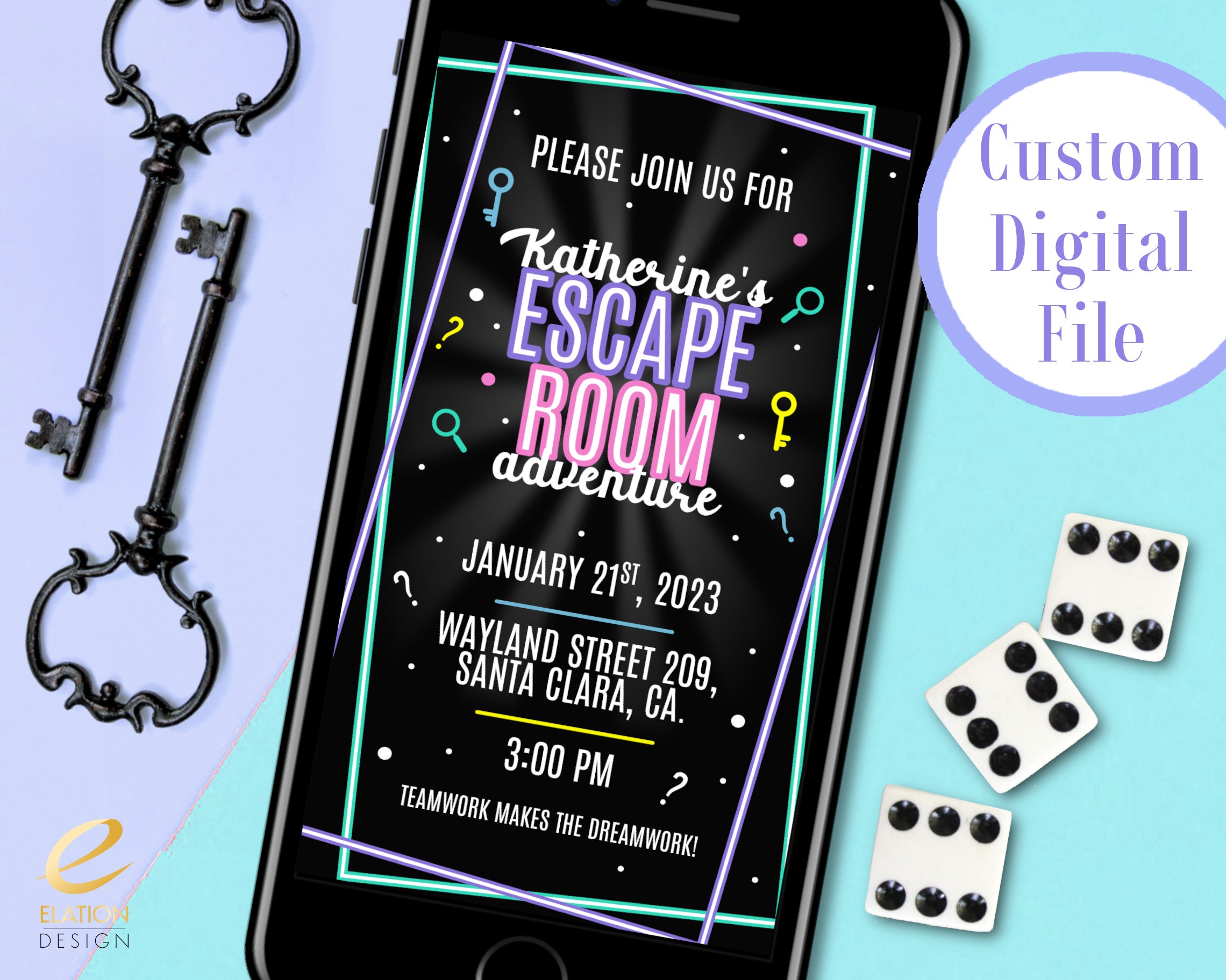 Custom Escape Room Digital Invitation Personalized Birthday Escape ...