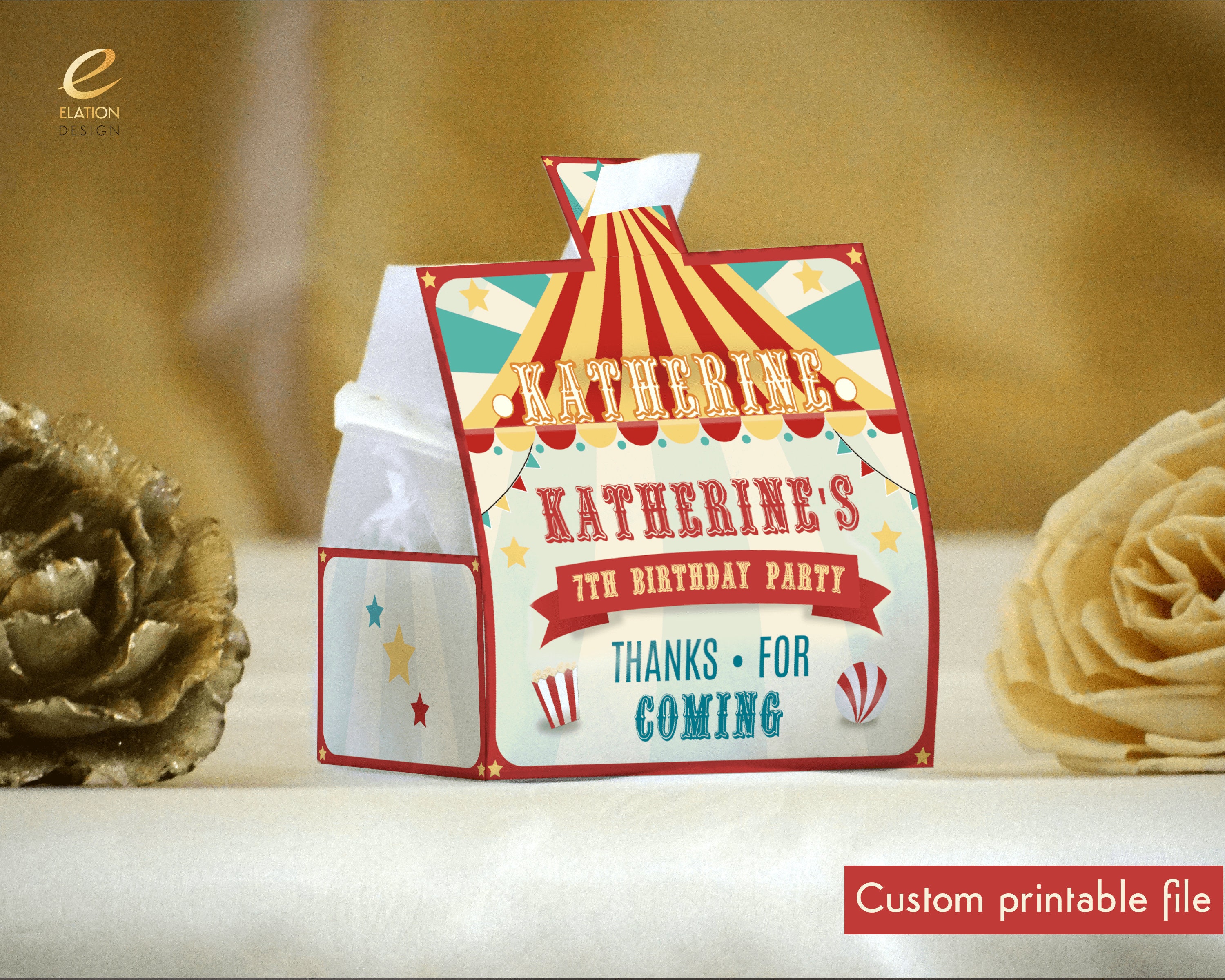Printable Custom Circus Themed Party Favor Box Template DIY - Etsy