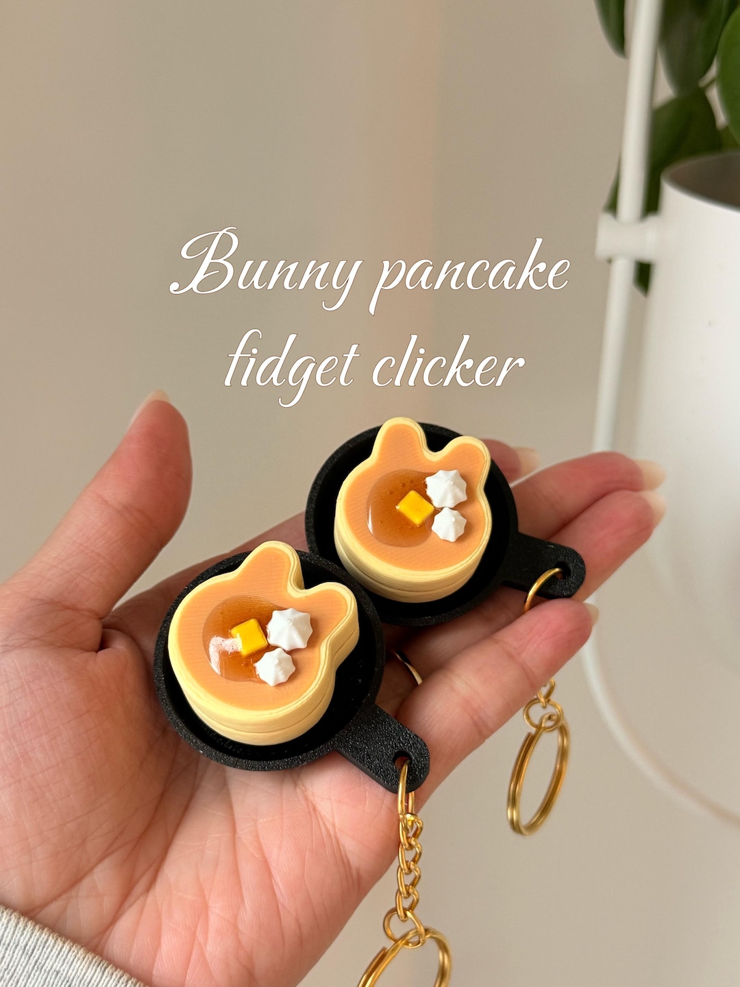 Pancake Bunny Fidget Clicker Keychain | 3D Printed Desk Toy, Kawaii ...