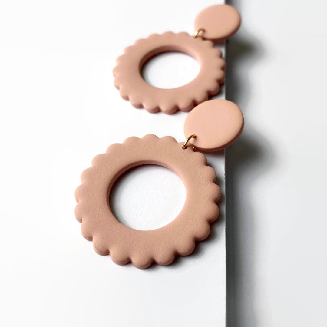 Peach Floral Hoop Earrings, Hypoallergenic Stainless Steel - Etsy