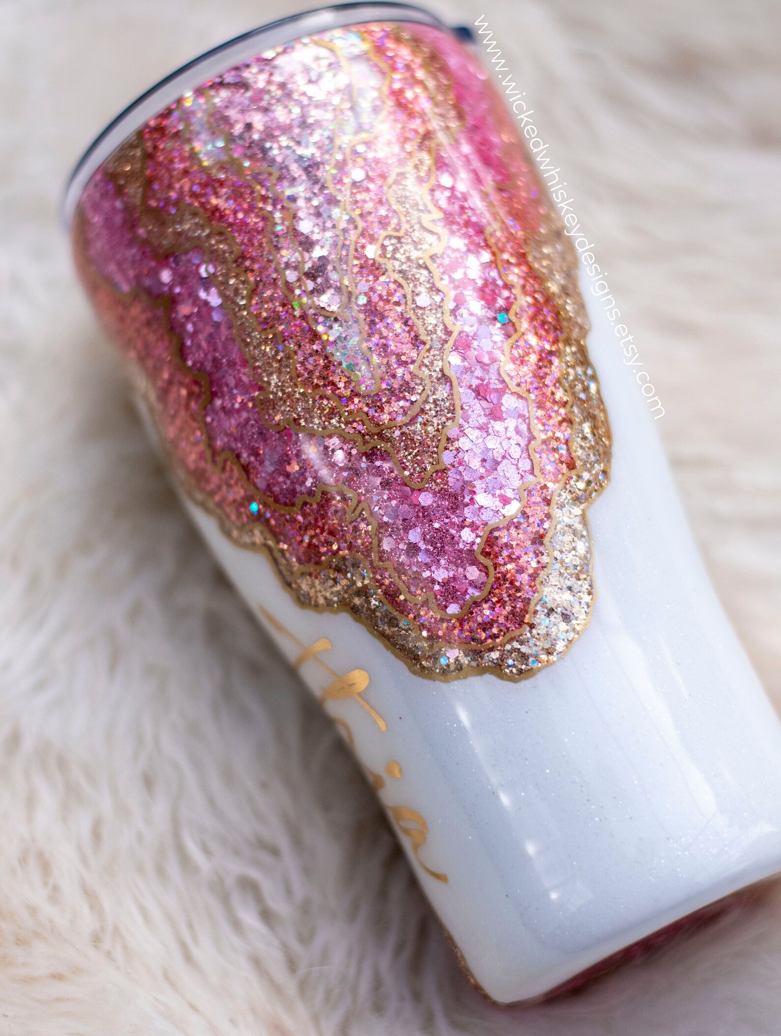 Geode Tumbler Rose Gold Geode Tumbler Ombre Glitter - Etsy