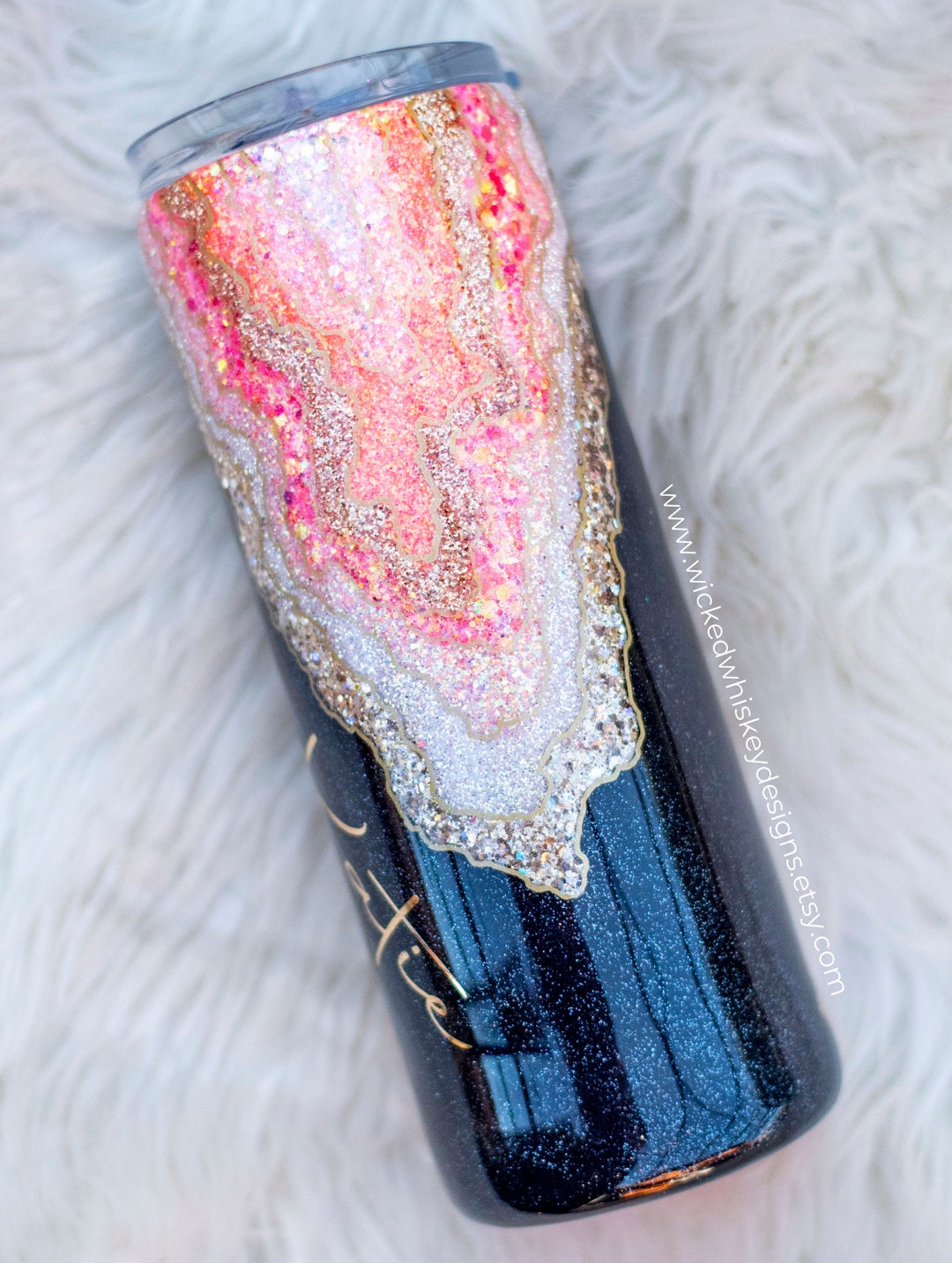 Geode Tumbler Coral Geode Tumbler Cup Ombre Glitter Tumbler ...