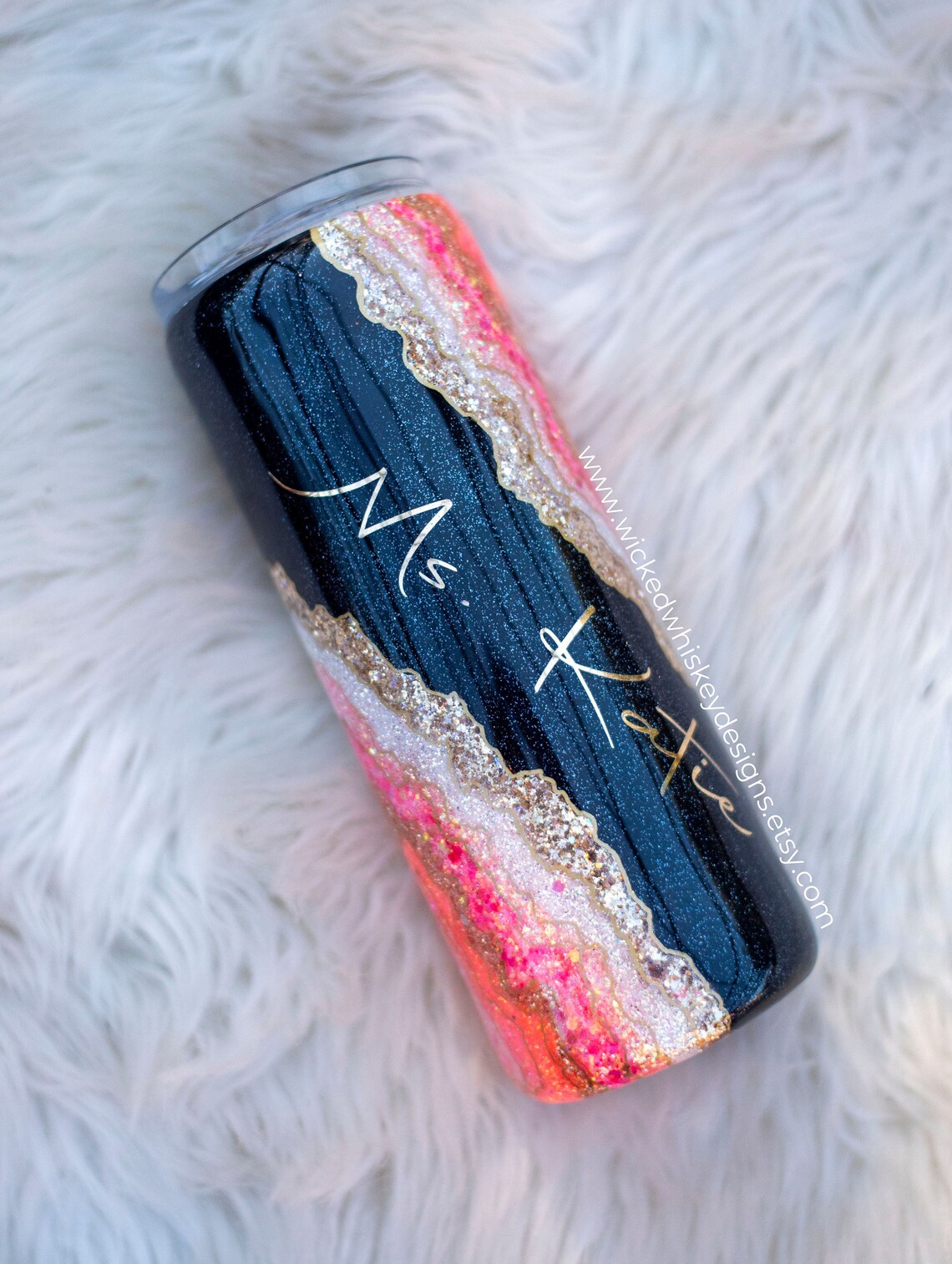 Geode Tumbler Coral Geode Tumbler Cup Ombre Glitter - Etsy