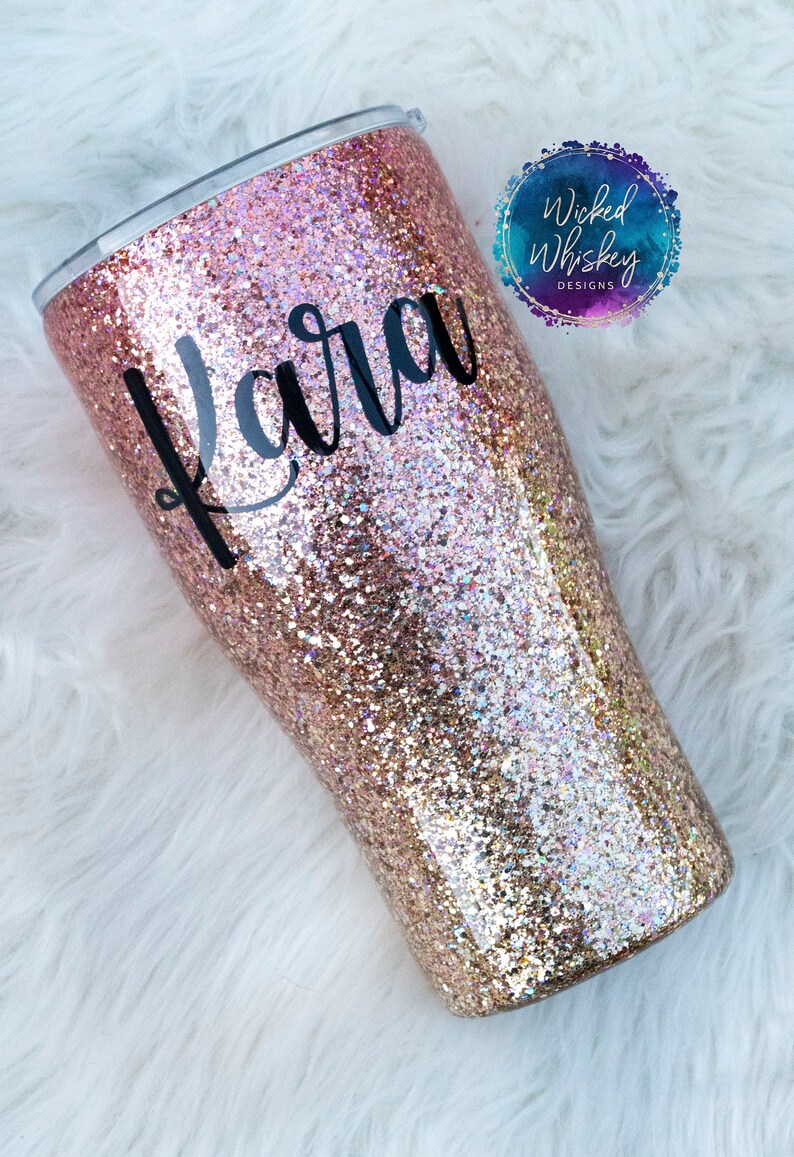 Rose Gold Glitter Tumbler Glitter Tumbler Tumbler Etsy