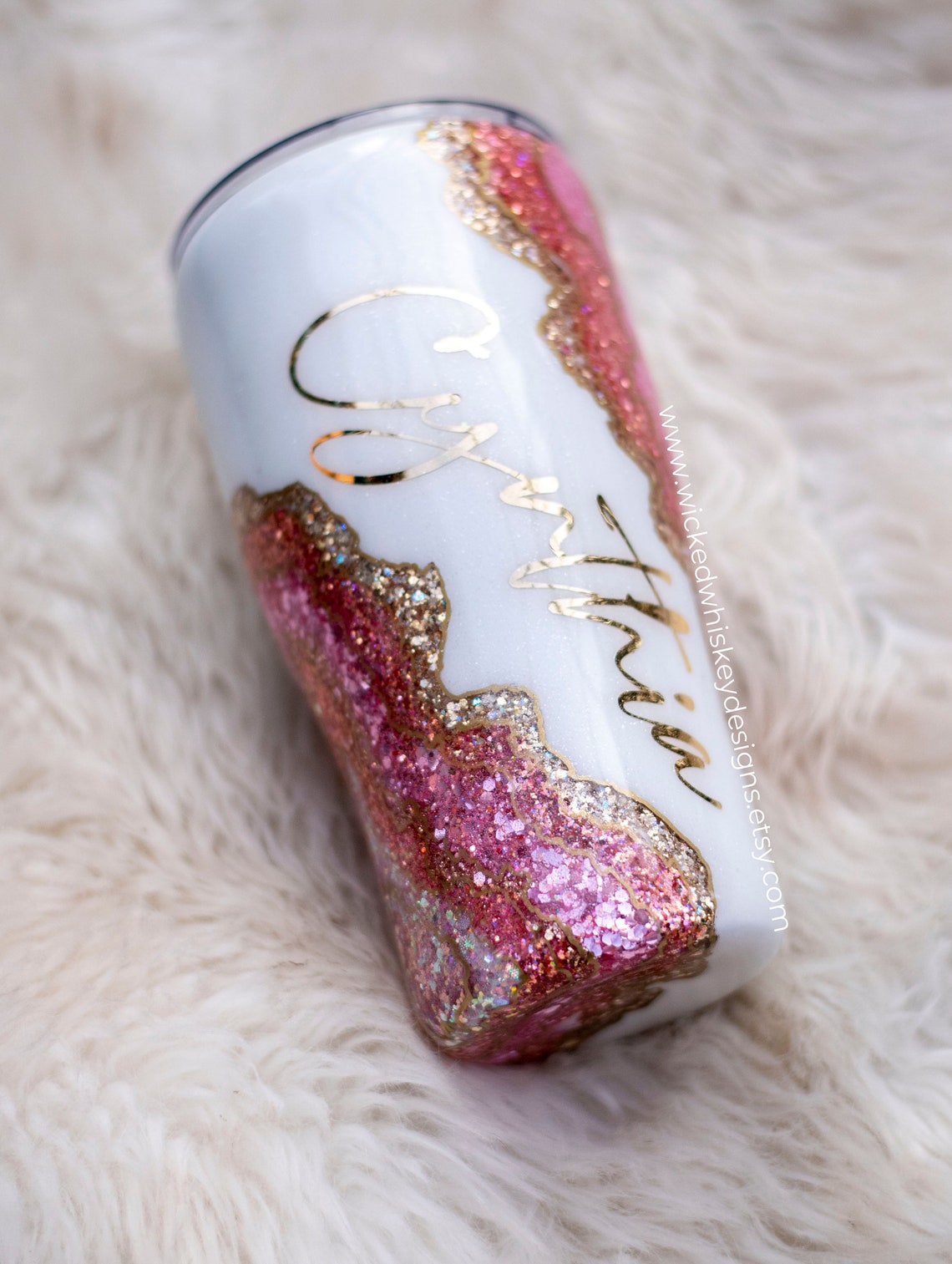 Geode Tumbler Rose Gold Geode Tumbler Ombre Glitter - Etsy