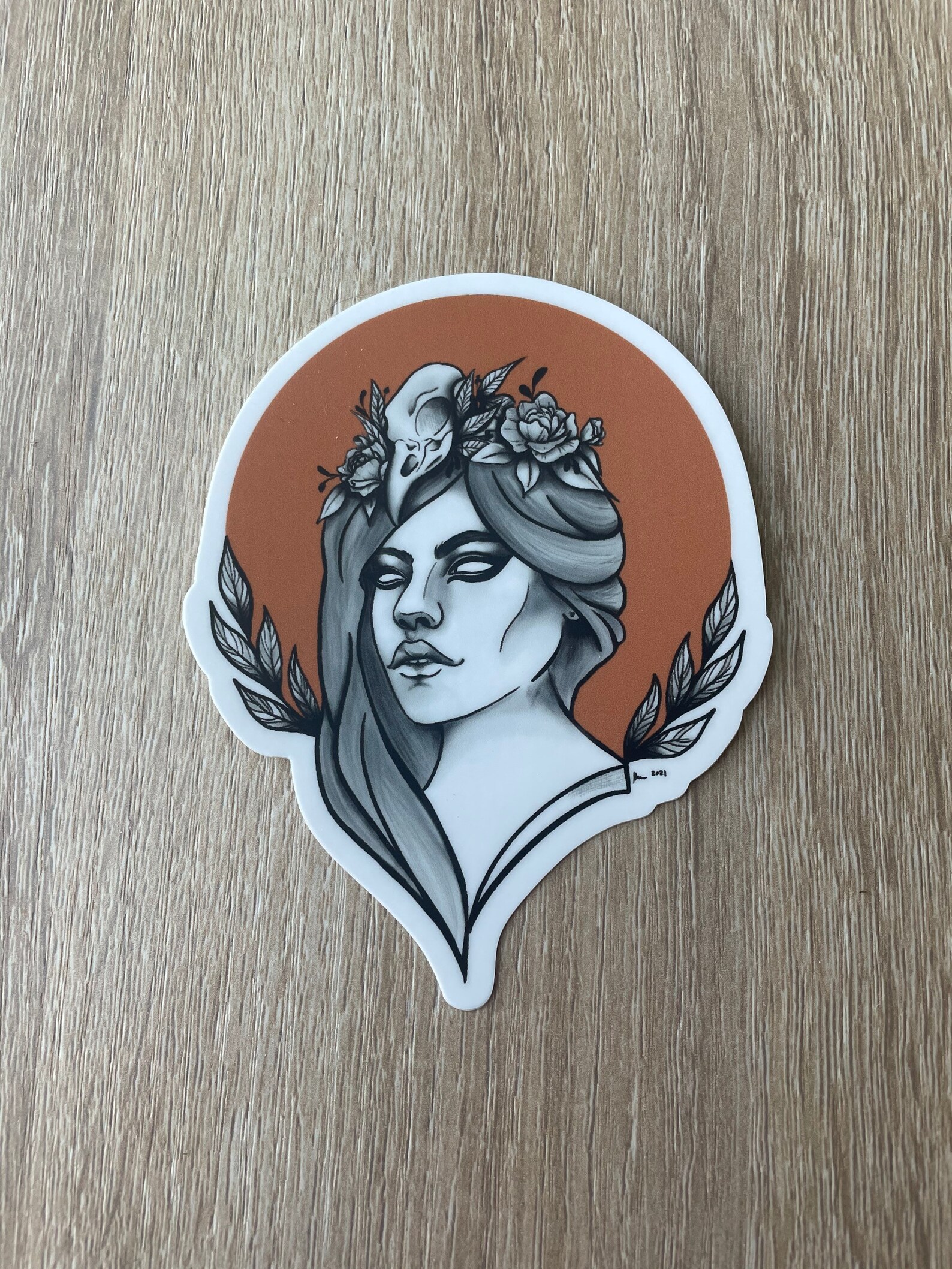 Goddess Sticker Woman Sticker Orange Terracotta Flowers | Etsy