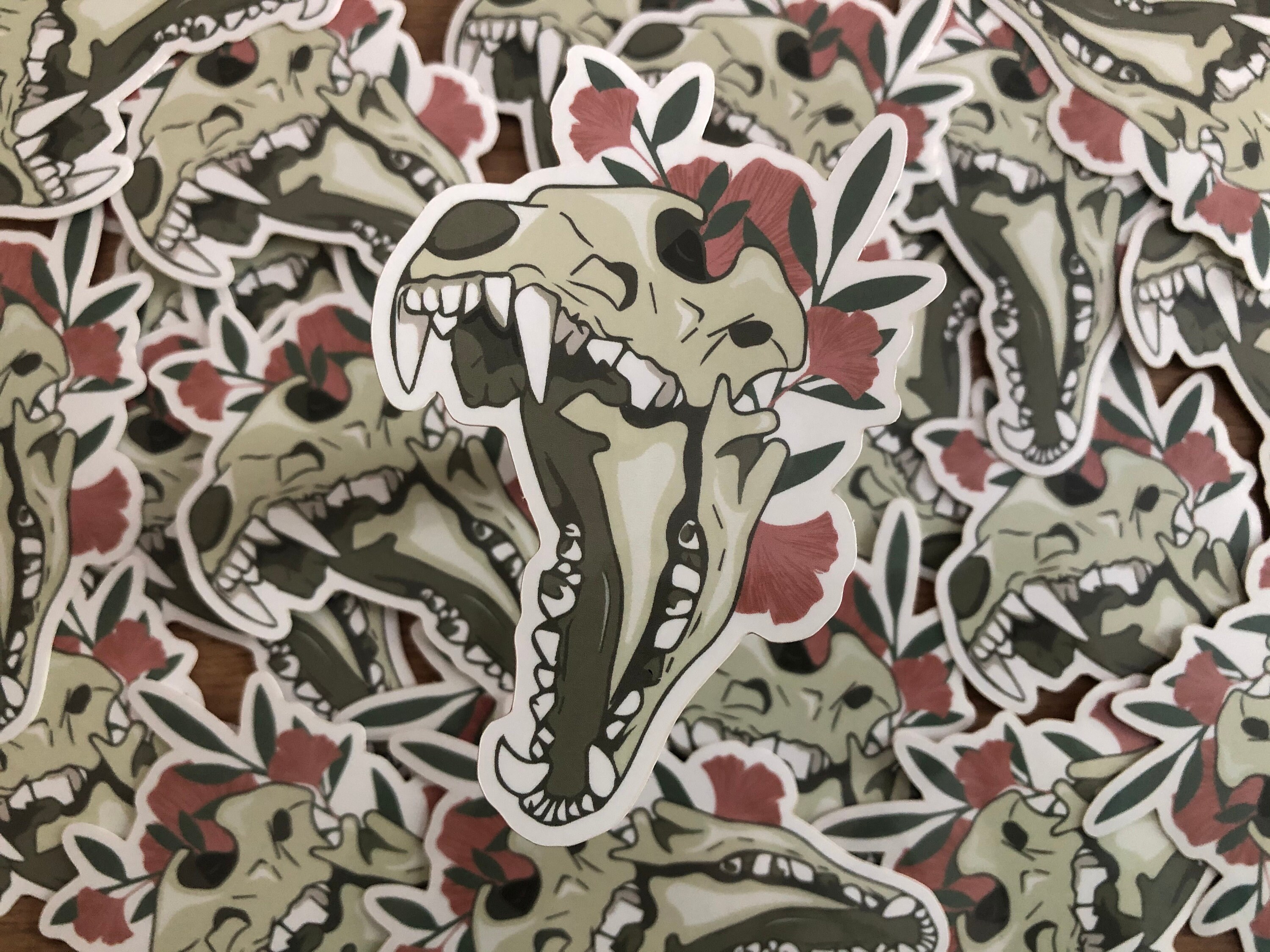 Skull Sticker Floral Sticker Skulls Animals Nature Pink | Etsy