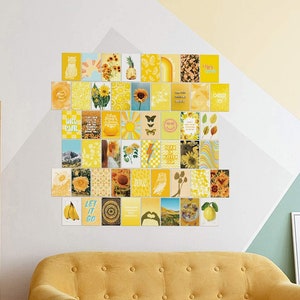 50 PRINTED 4x6 Yellow Aesthetic Wall Collage Kit 4x6, VSCO Sunshine ...