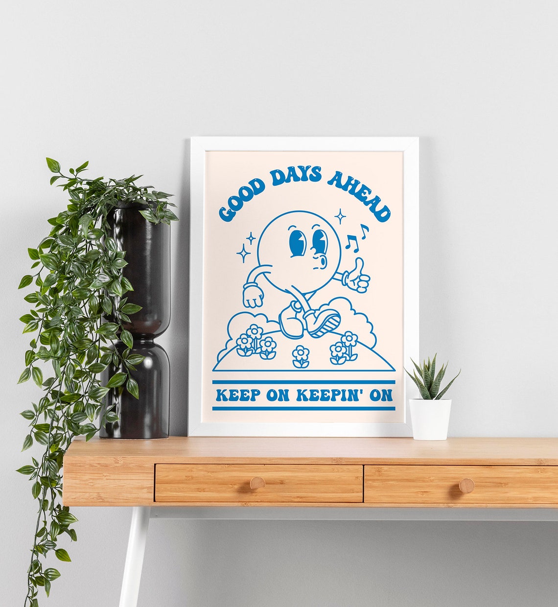Retro Poster Good Days Ahead Wall Art Print Positive Quote - Etsy