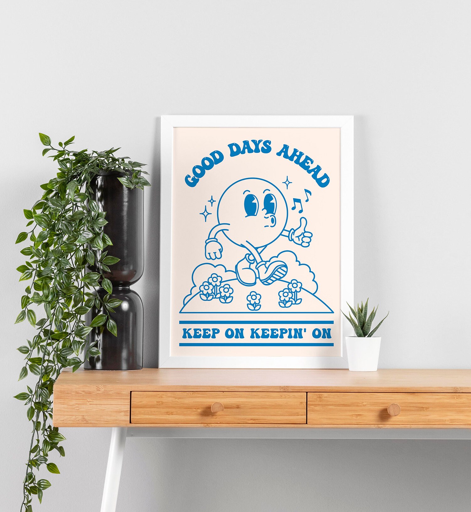 Retro Poster Good Days Ahead Wall Art Print Positive Quote - Etsy