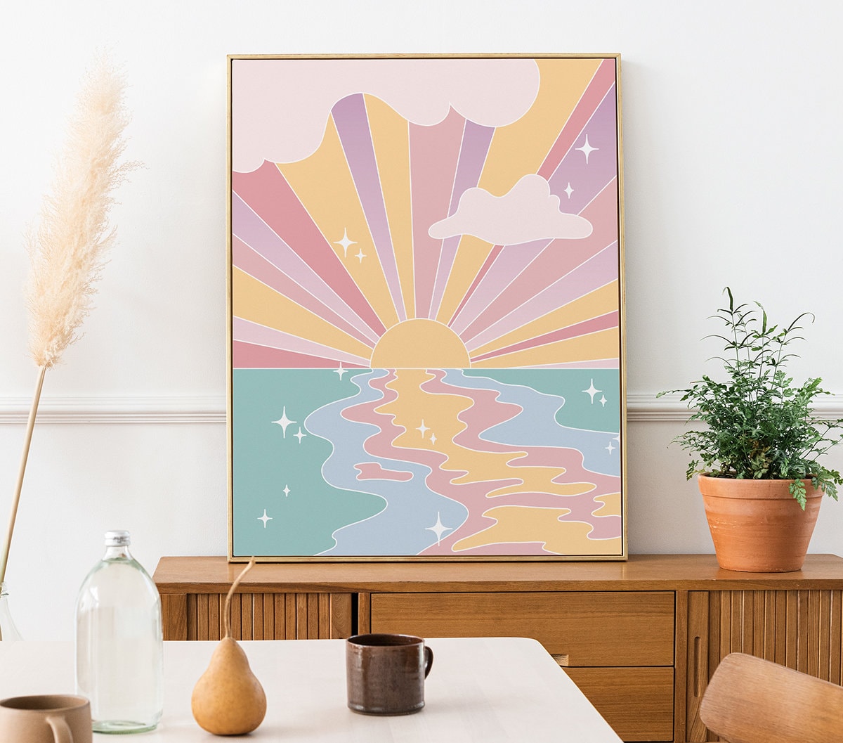 Pastel Sunset Poster Aesthetic Poster Sun Rays Beach Print - Etsy