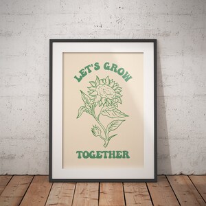Let's Grow Together Wall Decor Art Print, Retro Aesthetic Poster, 70s ...