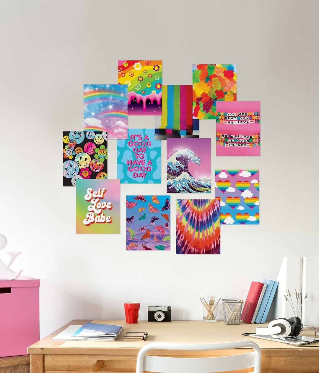 PRINTED 8x10 Indie Kidcore Aesthetic Wall Art Prints 12 Set, Happy Face ...