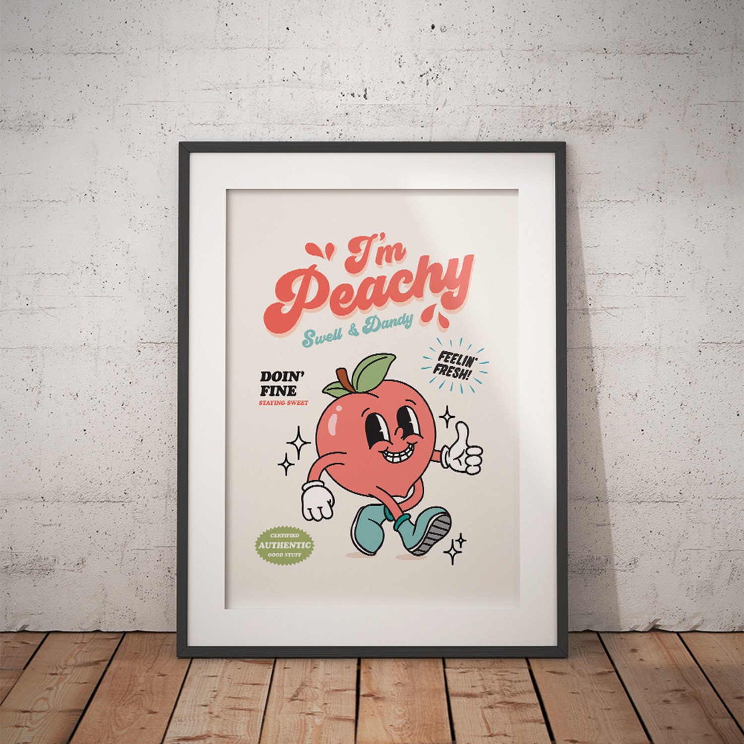 Retro Poster I'm Peachy Wall Art Print Positive Quote - Etsy