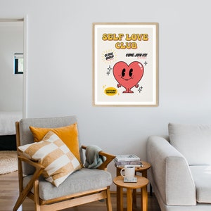 Self Love Club Poster Cute Heart Wall Art Print Positive - Etsy
