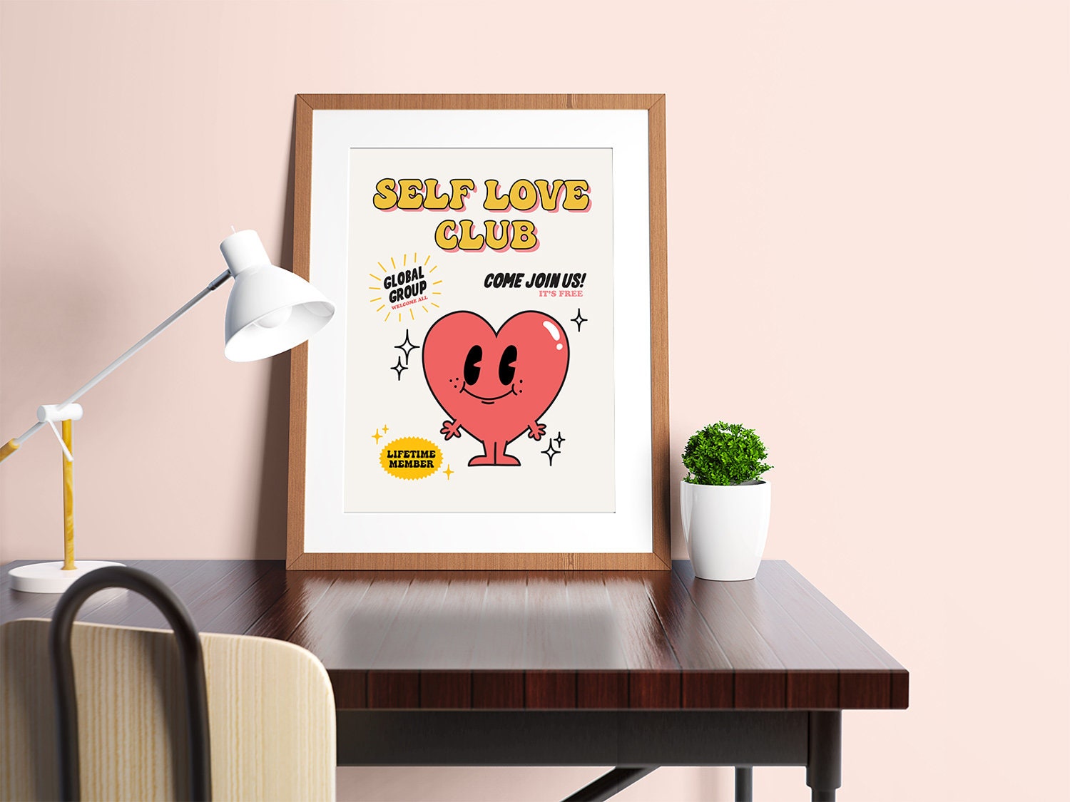 Self Love Club Poster Cute Heart Wall Art Print Positive - Etsy