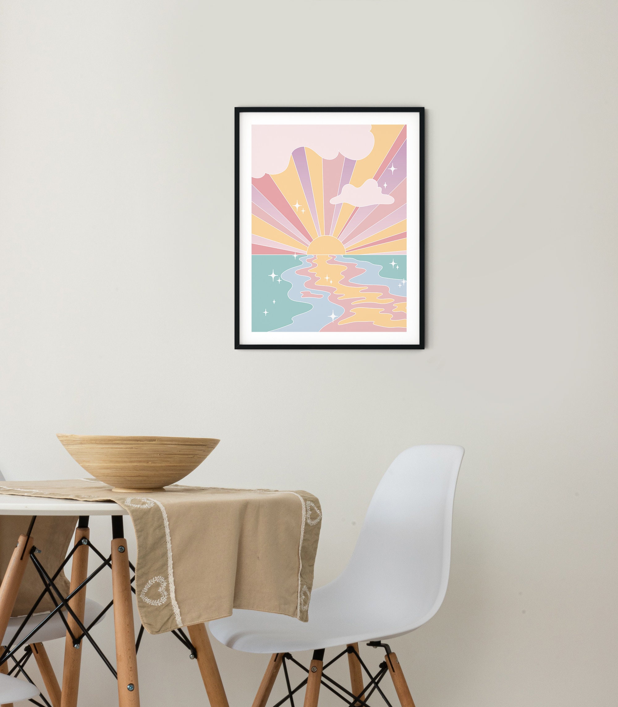 Pastel Sunset Poster Aesthetic Poster Sun Rays Beach Print - Etsy