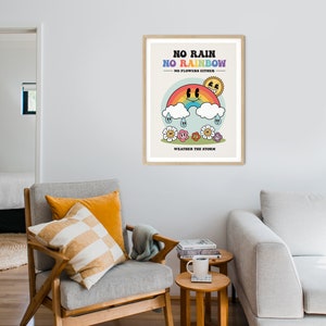 Retro Rainbow Poster, Cute Wall Art Print, Positive Quote Poster, No ...