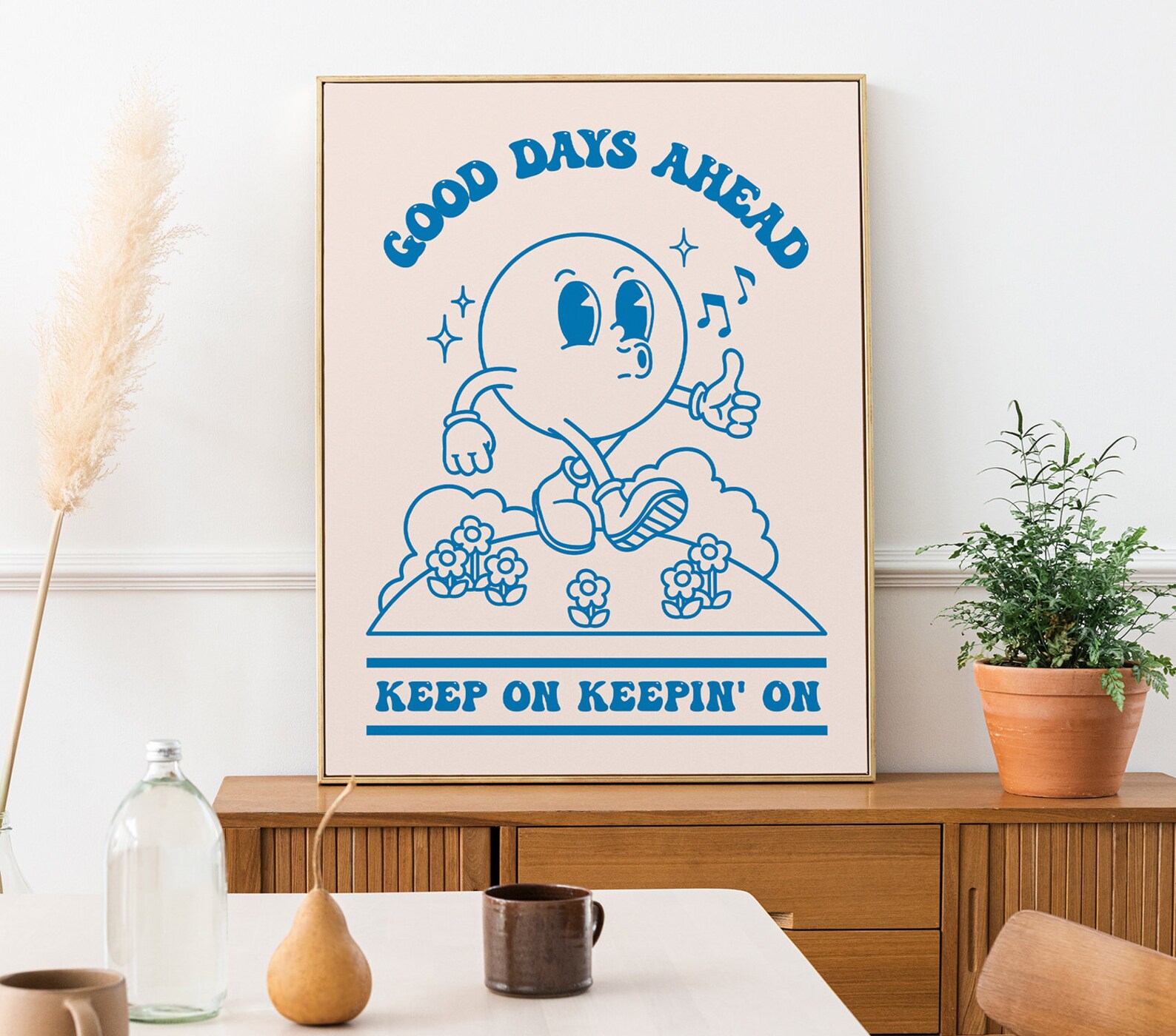 Retro Poster Good Days Ahead Wall Art Print Positive Quote - Etsy