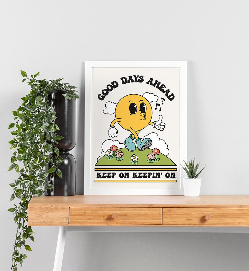 Retro Poster Good Days Ahead Wall Art Print Positive Quote - Etsy