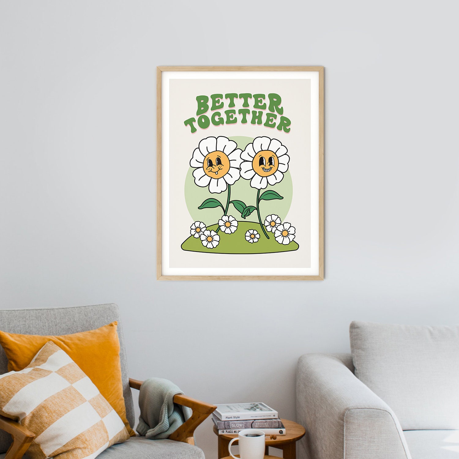 Retro Flower Poster Better Together Wall Art Print Cute Room | Etsy