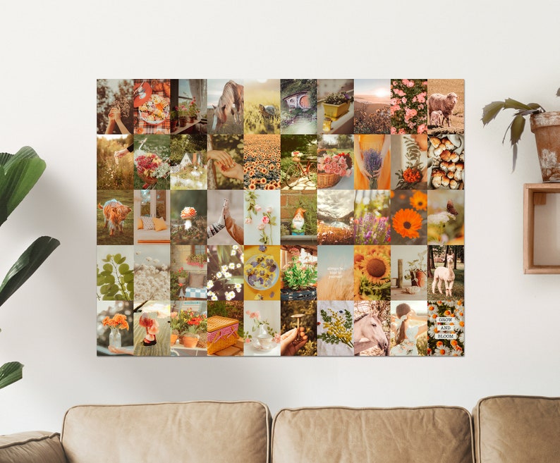 50 Printed 4x6 Wall Collage Kit Cottagecore Flowers Photo Etsy