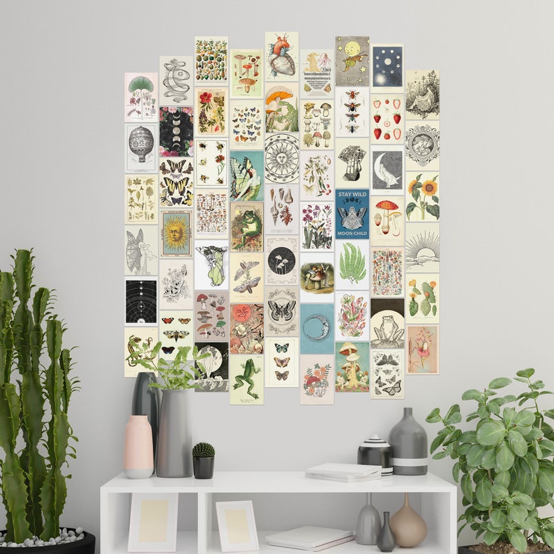 Vintage Aesthetic Wall Collage Kit 60 Printed 4x6 Cottagecore Etsy