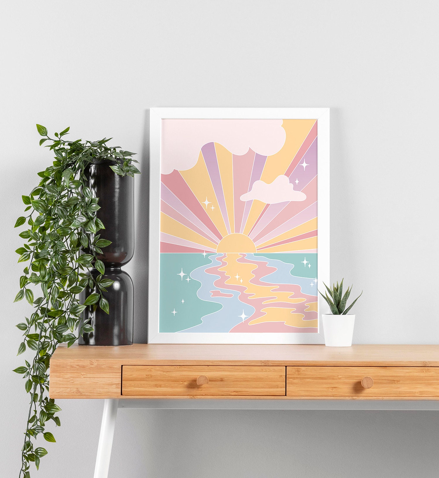 Pastel Sunset Poster Aesthetic Poster Sun Rays Beach Print - Etsy