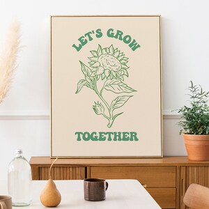 Let's Grow Together Wall Decor Art Print Retro Aesthetic - Etsy