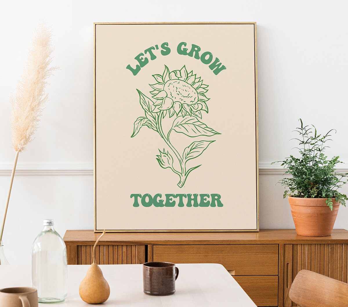Let's Grow Together Wall Decor Art Print Retro Aesthetic - Etsy