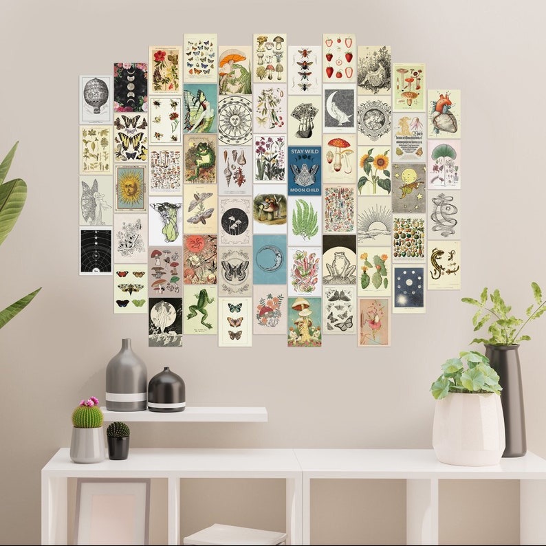 Vintage Aesthetic Wall Collage Kit 60 Printed 4x6 Cottagecore Etsy