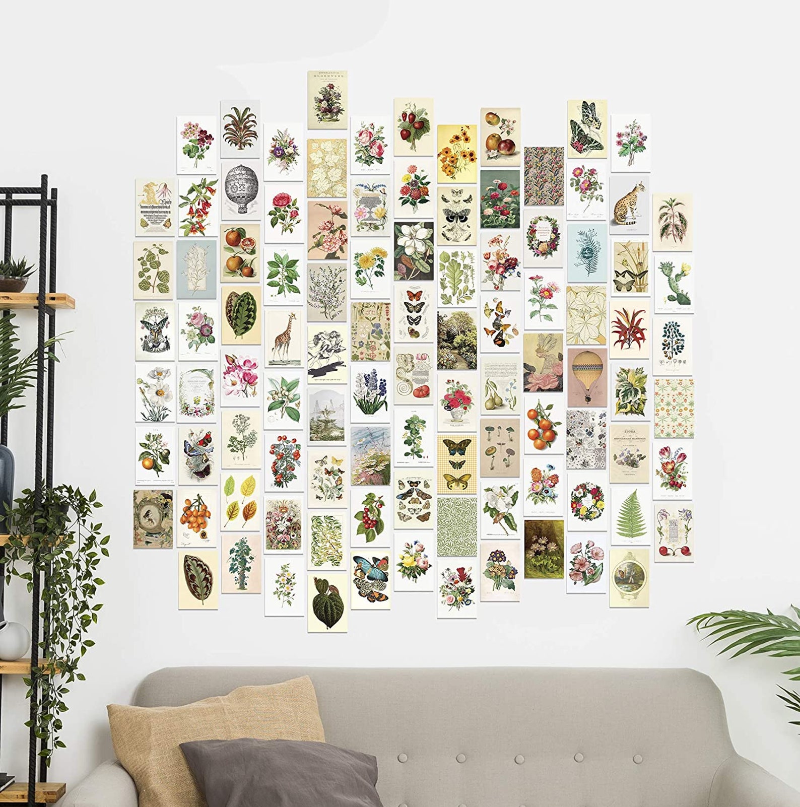 100 Printed 4x6 Wall Collage Kit Vintage Flowers Photo Wall Etsy