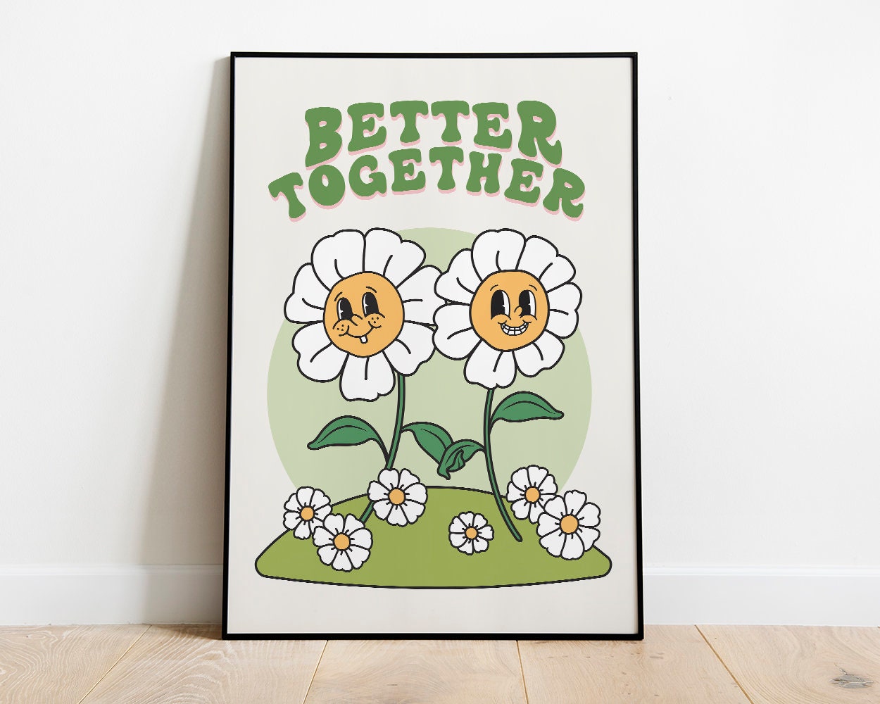 Retro Flower Poster Better Together Wall Art Print Cute Room | Etsy