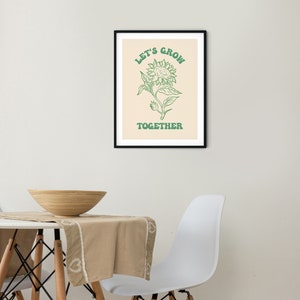 Let's Grow Together Wall Decor Art Print, Retro Aesthetic Poster, 70s ...